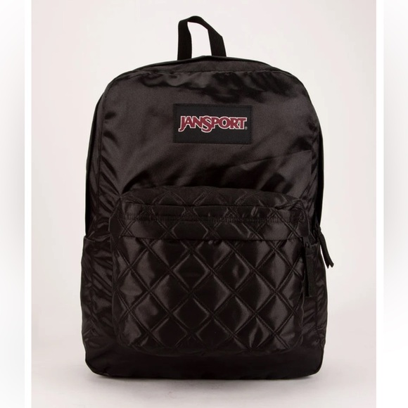 Jansport | Bags | Jansport Super Fx Black Satin Diamond Quilting ...
